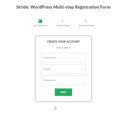 Stride Wordpress Multi Step Registration Form Registration Form