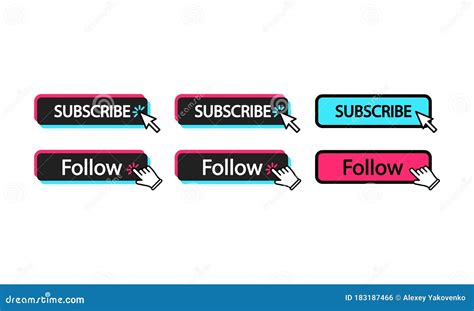 Follow Subscribe Button With Cursor Mouse Pointer Button Template