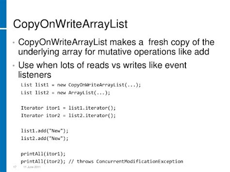 What Is Copyonwritearraylist In Java Example Tutorial Java67