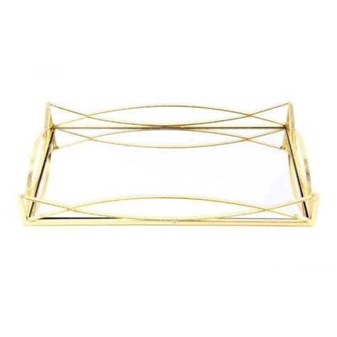 Rectangle Mirrored Gold Tray 35x20x5cm Allens