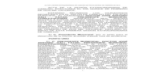 Acta De La SesiÓn Ordinaria De Cabildo Efectuada El DÍa Trece De