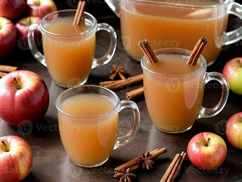 A Pitcher Of Apple Cid With Cinnamon Sticks And Apples Ai Generated