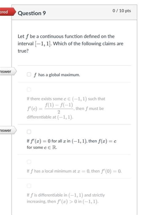 Solved Let F Be A Continuous Function Defined On The Chegg