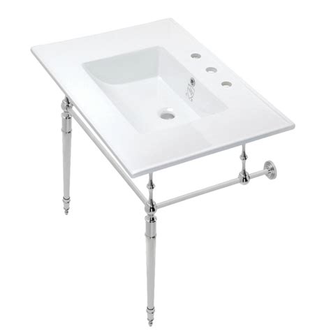 Edwardian Ceramic Rectangular Console Bathroom Sink With Overflow Foter