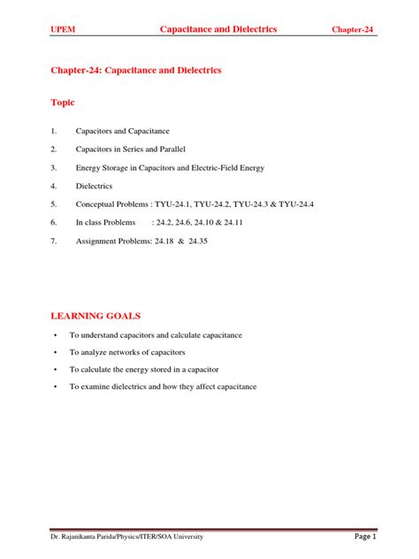 24 Capacitance And Dielectrics Pdf Capacitor Capacitance