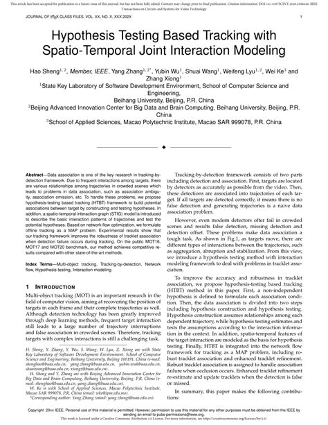 pdf hypothesis testing based tracking with spatio temporal joint