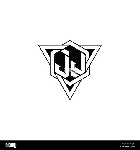 Jj Letter Logo Monogram Hexagon Shape With Triangle Geometric Outline Sharp Modern Style Design