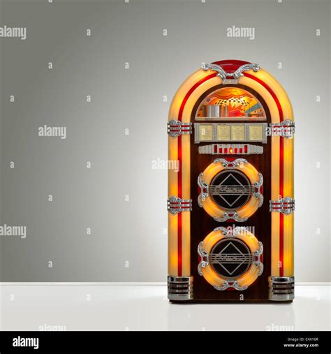 Old Retro Jukebox In An Empty Room With Nice Illumination Copy Space