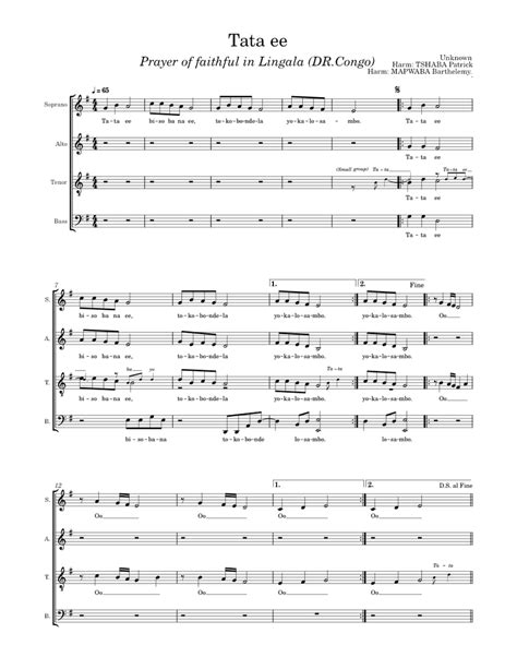 Tata Ee Tata Ee Version Lvda With Patrick Sheet Music For Soprano Alto Tenor Bass Voice Satb