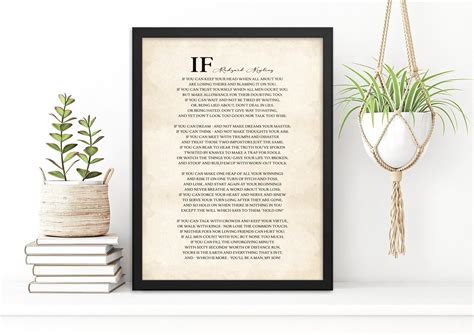 Rudyard Kipling Poem Framed If Poem Print On Vintage Parchment