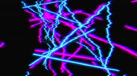 Neon Glowing Shimmering Lines Abstract Futuristic Background Stock Video Video Of Chaotic
