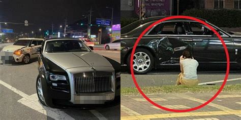 최소 4억짜리 ‘롤스로이스 들이박고 좌절해 얼굴 부여잡은 여성운전자
