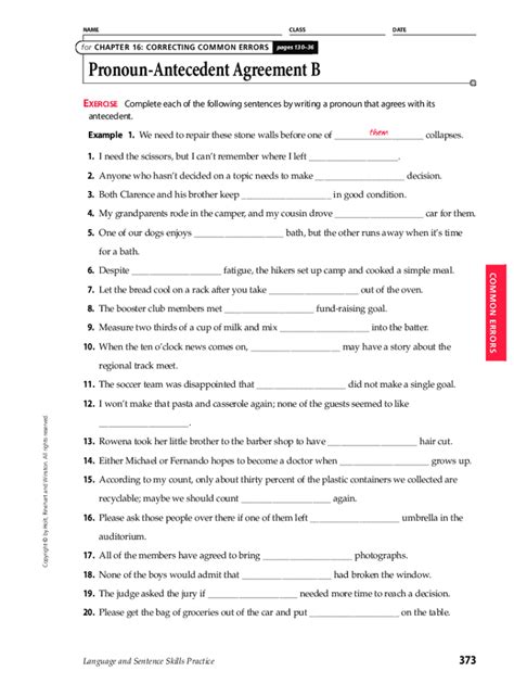 Fillable Online Correcting Pronoun Antecedent Agreement Errors Sat Fax Email Print Pdffiller