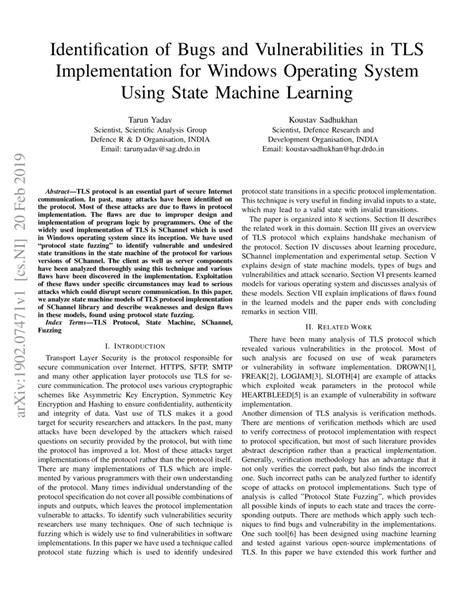 Identification Of Bugs And Vulnerabilities In Tls Implementation For