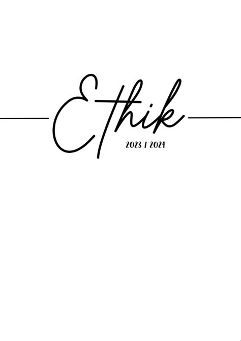 Ästhetik Deckblatt Ethik 2023 2024 Minimalistisch Ethik Deckblatt Deckblatt Schule