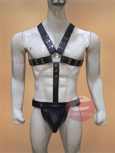 Trojan Body Harness Men Leather Side Straps Harness Bdsm Harness