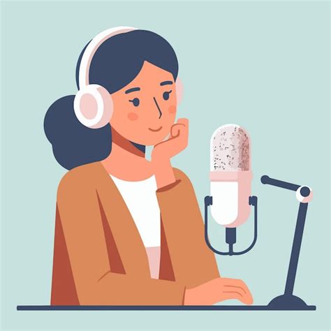Vector Girl Is On A Podcast Premium Vector