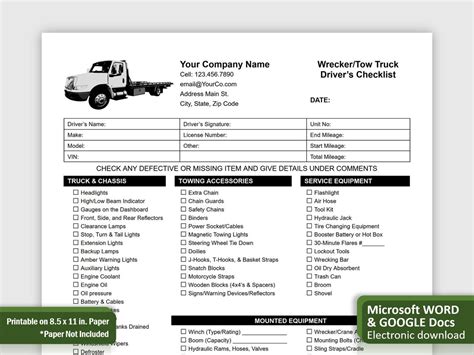 Towing Dispatch Log Template