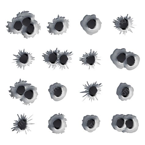 Bullet Hole Vector Design Images Metal Bullet Holes Set Vector
