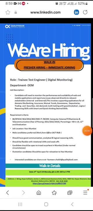 Sunshine Job Wala On Linkedin Mumbai Job