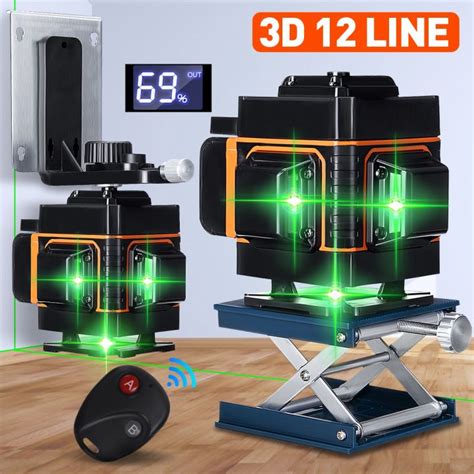12 Line Lasers Level Self Leveling Tool Green Beam Laser Level 3d Cross Line 360 Rotary Measure