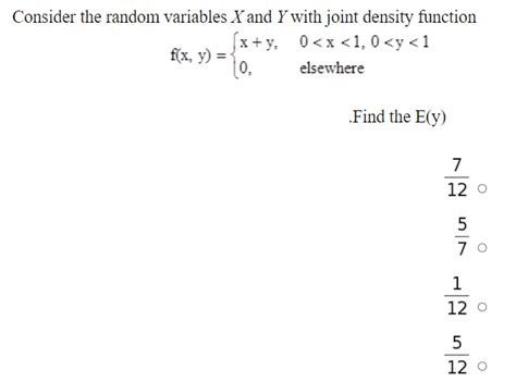 Solved Consider The Random Variables X And Y With Joint Chegg