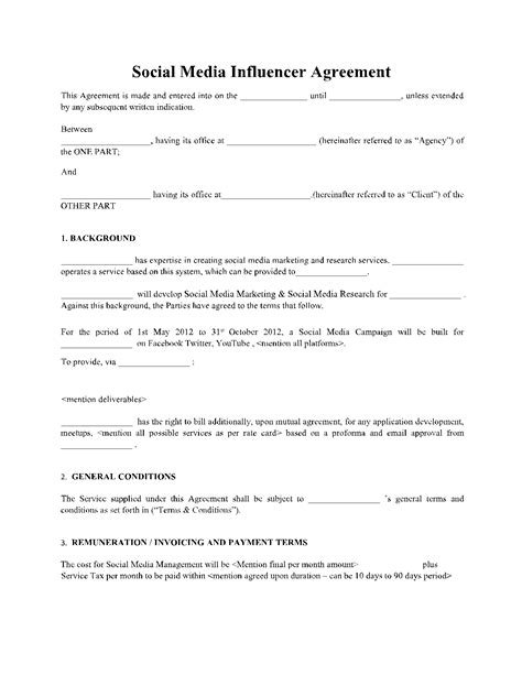 Influencer Management Contract Template