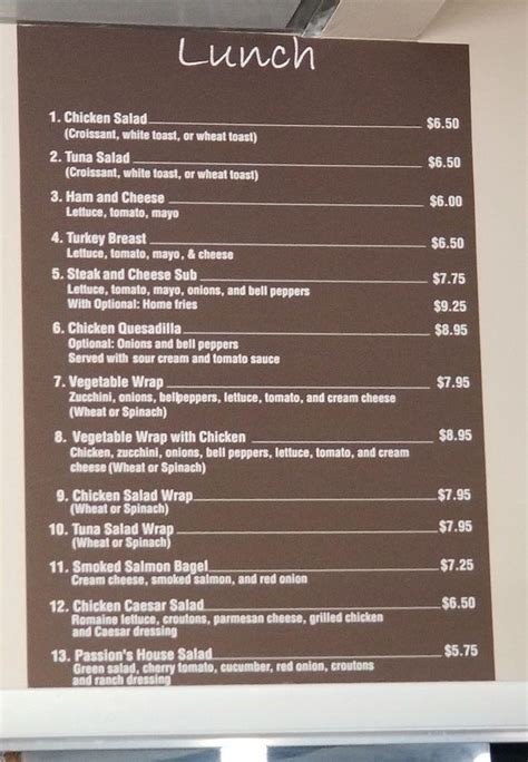 Menu At Passion Bakery Cafe Aspen Hill