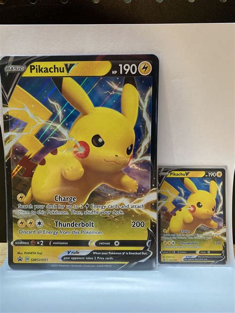Pikachu V Swsh061 Jumbo Size Shining Fates Promo Pokemon Card