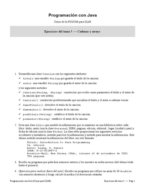 Ejercicios Tema 5 Pdf Estructura De Datos De Matriz Constructor
