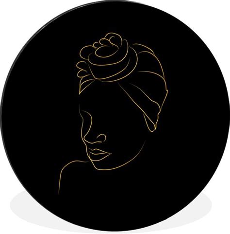 WallCircle Wandcirkel Muurcirkel Vrouw Hoofddoek Goud Line