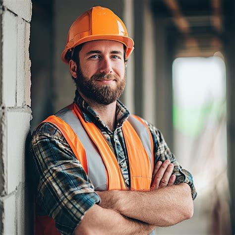 Premium Photo Engineer With Beard Wearing Hard Hat