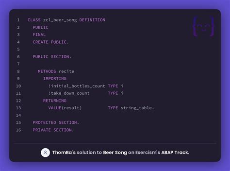 ThomBa S Solution For Beer Song In ABAP On Exercism