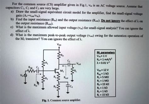 solved for the common source cs amplifier given in fig 1 vin is an