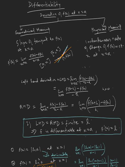 Differentiability L 01 Class Notes Pdf