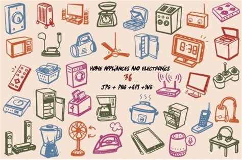 Hand Drawn Home Electronics Icons Svg Graphic By Jidapadesign · Creative Fabrica
