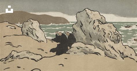 바닷가 바위에 앉아 있는 두 사람의 그림 사진 Unsplash의 무료 19세기 미술 이미지