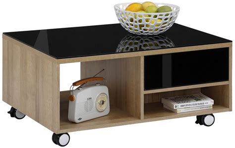 Möbelando Couchtisch 20647042 In Riviera Eiche Schwarzglas Mit 2