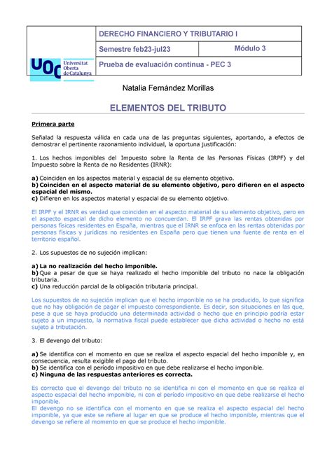PEC 3 derecho financiero y tributario Semestre feb23 jul23 Módulo 3