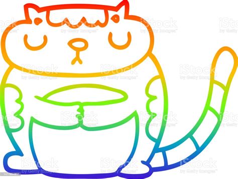 Dessin Au Trait Dégradé Arcenciel Dun Chat Mignon De Dessin Animé