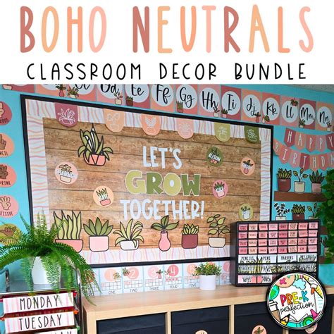 Boho Neutrals Classroom Decor Bundle Earthy Plant Theme Digital
