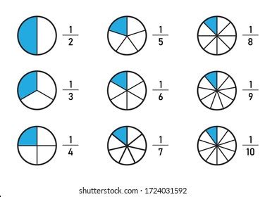 Fractions Educationfraction Pie Divided Into Slices Stock Vector