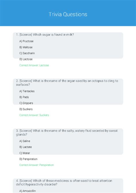 Trivia Questions 5 Document Trivia Questions 1 Science Which