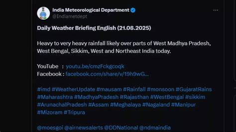 Imd Issues Heavy To Very Heavy Rainfall Warning Across Multiple States
