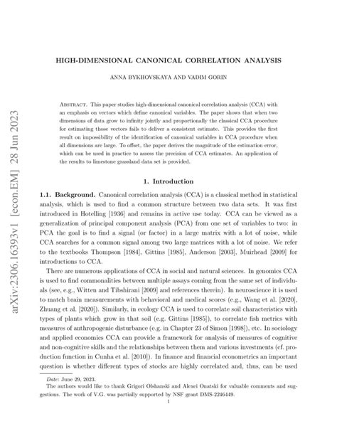 High Dimensional Canonical Correlation Analysis Deepai