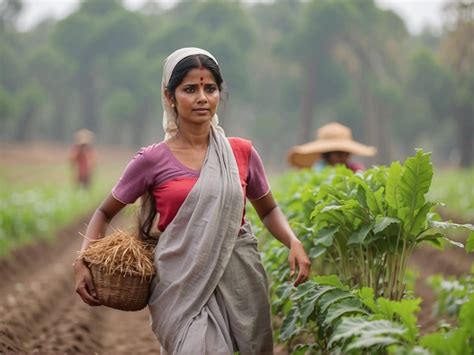 Premium Photo Indian Women Farmer In Farm Field Isolated