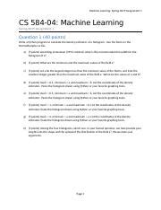 CS584 04 Machine Learning Assignment 1 1 Docx Machine Learning