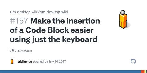 Make The Insertion Of A Code Block Easier Using Just The Keyboard · Issue 157 · Zim Desktop