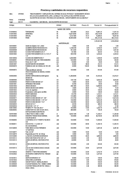 Relacion De Insumos Pdf Materiales Materiales De Construcción