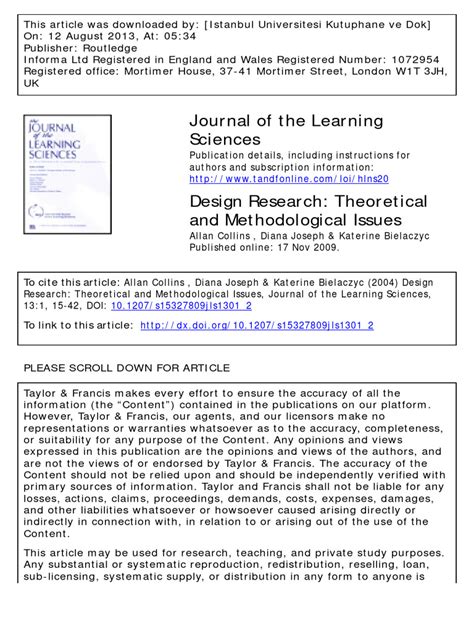 Design Research Collins 2004 Pdf Experiment Methodology